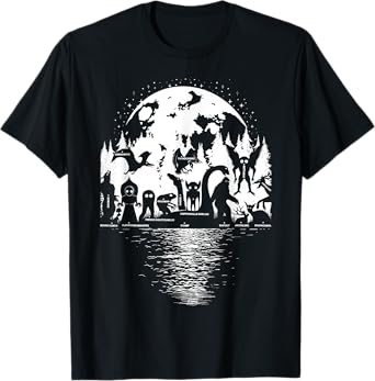 Amazon.com: Cryptid Monsters: Bigfoot Mothman Dogman, Cryptozoology Moon T-Shirt : Clothing ...